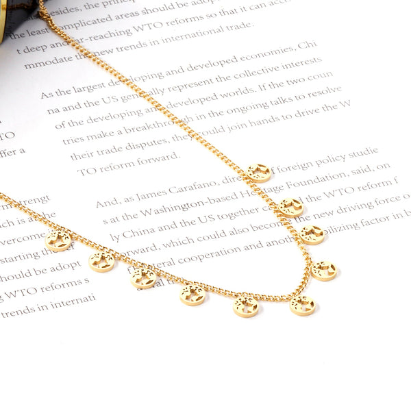 0.4 Side chain 40+5cm Necklace with 10 5mm round trees in polished fin